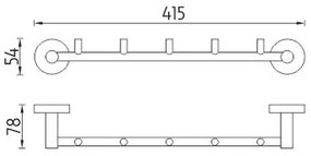 NIMCO UN 13054-5-26 - Nástěnný věšák na ručníky UNIX 41,5 cm lesklý chrom