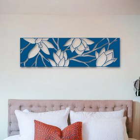 Květiny - kovový obraz na zeď Velikost: 125cm, Barva: Blue