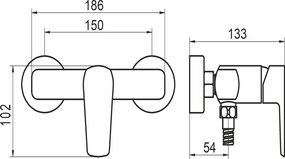 Novaservis Metalia 58, sprchová baterie bez příslušenství 150 mm, černá, 58061/1-5