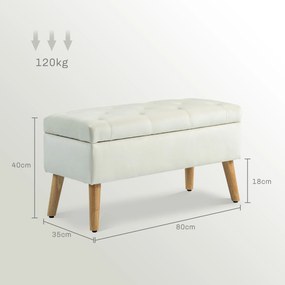HOMCOM Úložná Lavice, Úložný Truhla, S Víkem, Sametový Efekt, Dřevěné Nohy, Nosnost až 120 kg, do Obývacího Pokoje, Ložnice, Předsíně, 80 x 35 x 40 c…