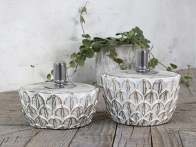 Bílo - zlatá antik olejová lampa Vittel - Ø 18*8 cm/ 90ml