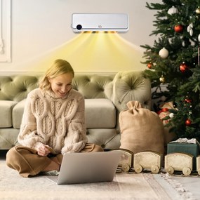 HOMCOM Topný ventilátor na stěnu 2000W s dálkovým ovládáním, 3 režimy provozu, LED displej, 12hodinový časovač 820-252V90