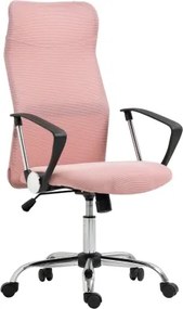 HOMCOM ergonomická kancelářská židle, výškově nastavitelná otočná židle s houpačkou, síťovaný potah, 63 x 65 x 109-119 cm, růžová