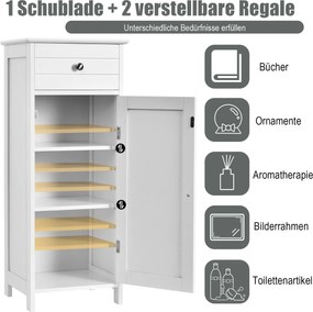 Costway Koupelnová podlahová skříňka volně stojící se zásuvkou koupelnová, bílý