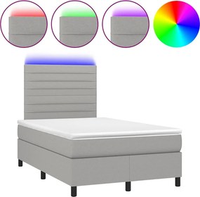 Box spring postel s matrací a LED světle šedá 120x200 cm textil 3134941