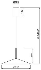 Mantra 7896 Calice, stahovací závěsné svítidlo LED 9W, 3000K, bordó, průměr 32cm