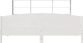 Postel s knihovnou bez matrace bílá 180x200 cm masivní borovice 3323096