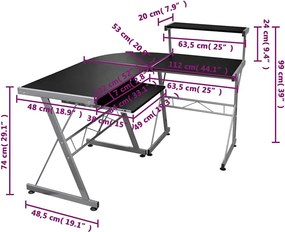 Rohový počítačový stůl černý 132 x 112 x 99 cm kompozitní dřevo 20585