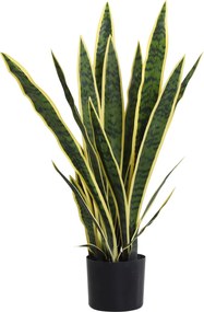 Umělá Sansevierie v květináči Outsunny, rostlina do interiéru i exteriéru s 21 listy (Ø15cm x 77cm) | Aosom