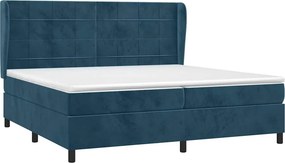 Box spring postel s matrací tmavě modrá 200x200 cm samet 3129235