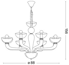 Ideal Lux - Lustr na řetězu CASANOVA 8xE14/40W/230V pr. 88 cm šedá