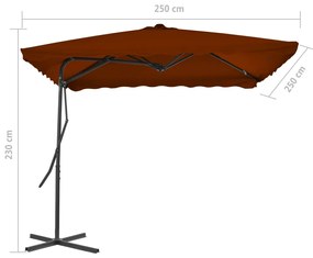 vidaXL Marketos Zahradní slunečník s ocelovou tyčí terakotový 250x250x230 cm