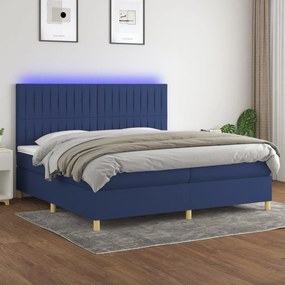 Box spring postel s matrací a LED modrá 200x200 cm textil 3135627