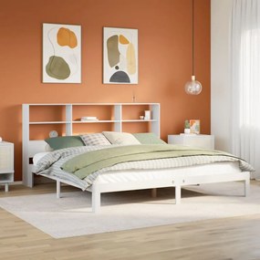 Postel s knihovnou bez matrace bílá 180x200 cm masivní borovice 3322569