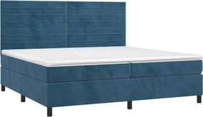 Box spring postel s matrací tmavě modrá 200x200 cm samet 3143107