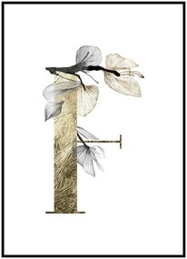 Plakát První písmeno jména - zlatá Rozměr plakátu: A4 (21 x 29,7 cm), Materiál plakátu: 200 g papír, Pozadí: Akvarel, Písmeno: C