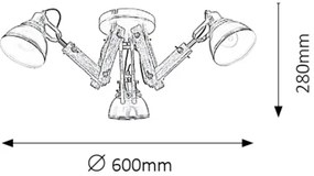 Rabalux 2724 - Přisazený lustr AKSEL 3xE14/15W/230V černá