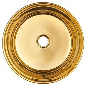 Invena Tinos, keramické umyvadlo na desku 39,5x39,5x13,5 cm, zlatá lesklá-černá lesklá, INV-CE-43-027-C