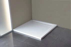 Polysan, ARENA sprchová vanička z litého mramoru se záklopem, čtverec, 90x90x4cm, 71601