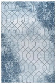 koberec AKRYL VALENCIA 3951 HEXAGON Modrý / Šedá velikost 80x150 cm | krásné koberce cz