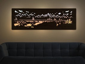 Li-Go "Jezero" světelný obraz s baterií 120x40cm varianta: ovládání na obraze bez dálkového ovladače, provedení: dub světlý