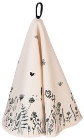Béžová bavlněná kulatá utěrka s květinami Flora And Fauna - Ø 80 cm