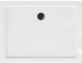 Mexen SLIM - Obdélníková sprchová vanička 130x80x5cm + černý sifon, bílá, 40108013B