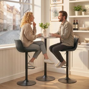 HOMCOM 2 ks barových židlí, výškově nastavitelné s opěrkou zad a nohou, otočné o 360°, ocelová konstrukce, černá