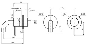 Sapho Ultramix umyvadlová baterie podomítková dvouprvková hubice 10 cm černá mat UT110B