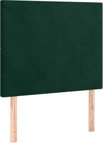 Box spring postel s matrací a LED tmavě zelená 80x200 cm samet 3135972