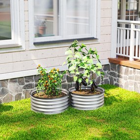 Outsunny kovový vyvýšený záhon sada 2 truhlíků na květiny truhlík na bylinky s otevřeným dnem zeleninový záhon pro zahradu stříbrný 60x60x30 cm |