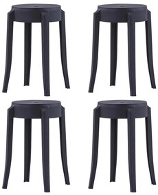 Stohovatelné stoličky 4 ks černé plast - Default Title