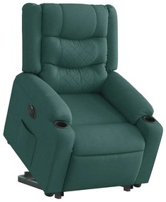 Elektrické zvedací polohovací křeslo tmavě zelené textil 3310278