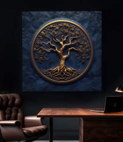 Obraz na plátně - Strom života Zlatavý příběh FeelHappy.cz Velikost obrazu: 140 x 140 cm