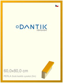 DANTIK rámeček 60x80 | PERLA žlutá lesklá vysoká (Plexi Čiré)