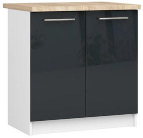 Dolní kuchyňská skříňka Ozara S80 2D (bílá + grafit lesk). 1071125