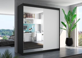 ADRK Furniture Skříň s posuvnými dveřmi a zrcadlem DELLA 200 ADRK-SW-DEL-BW-200
