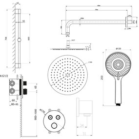 Sapho Sapho, SMART SELECT sprchový set s termostatickou baterií, 2 výstupy, posuvný držák sprchy, chrom, RP032-02