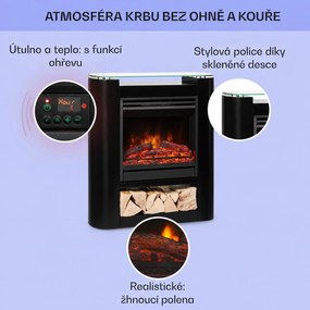 Klarstein Studio 5 Arc, elektrický krb, 1800 W, LED plameny, ventilátor, dálkové ovládání