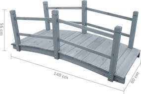 Zahradní můstek šedý 140 x 60 x 56 cm masivní jedle 310040