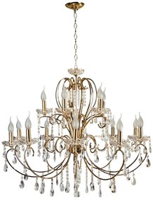 Zlatý křišťálový lustr Aurora pro žárovku 15x E14 - Candellux