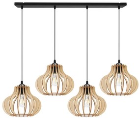 Závěsné svítidlo Timber 3, 4x dřevěné stínítko