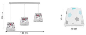 Dětské závěsné svítidlo Cone, 3x textilní stínítko se vzorem (mix 7 vzorů), (výběr ze 2 barev konstrukce)