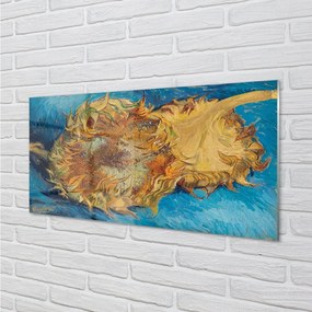 Obraz na skle Umění květiny slunečnice 125x50 cm