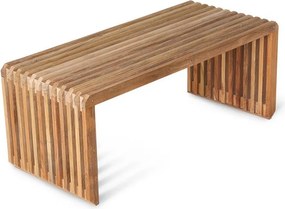 Přírodní dřevěná teaková lamelová lavice Slatted M - 96*43*38 cm