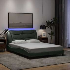 Rám postele s LED bez matrace Hvar Tmavě šedá 140x200 cm Látka 3213705