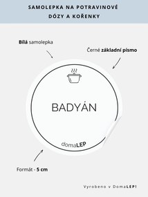 Samolepka na kořenky BADYÁN bílá 5 cm základní písmo