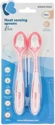 KikkaBoo Lžičky s tepelným senzorem 2 ks Boo Pink / od 6 měsíců