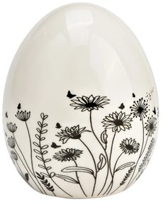 Keramické vajíčko s květinami FLORAL EGG bílé