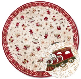 Červený kulatý koberec s vánočním motivem s příměsí bavlny ø 200 cm Toy's Delight Red Christmas – Villeroy&amp;Boch